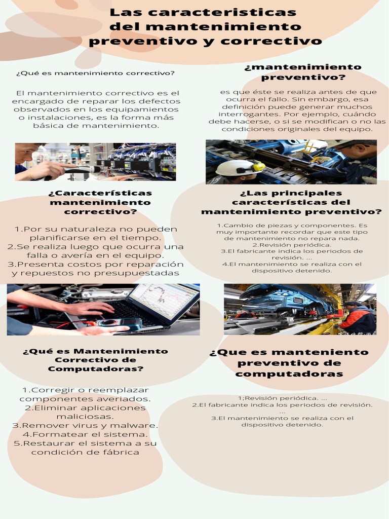 Infografia de Caracteristicas de Mantenimiento Preventivo y Correctivo | PDF