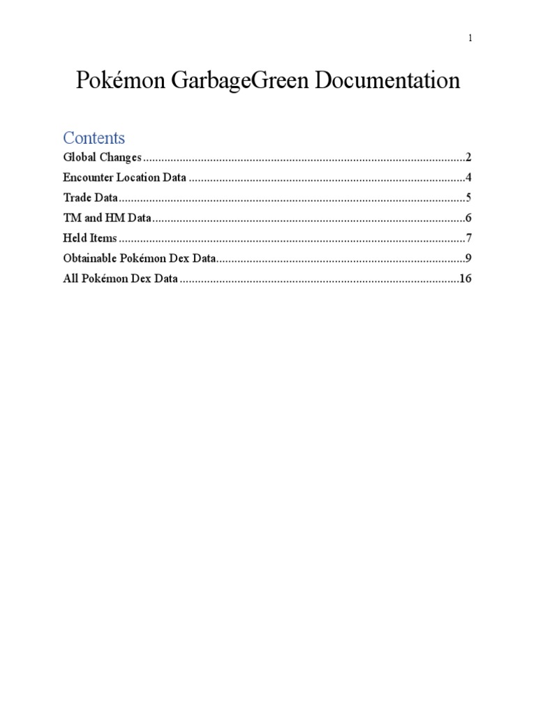 GarbageGreen Documentation JUNE15 | PDF | Nintendo Franchises | Pokémon