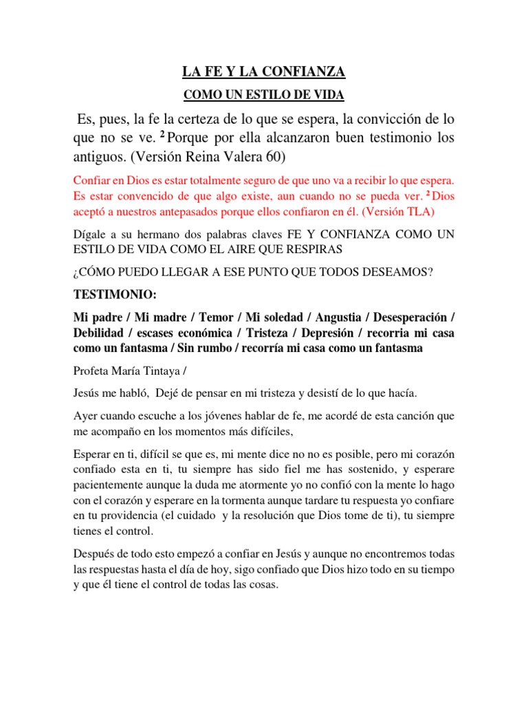 La Fe y La Confianza | PDF | Fe | Cristo (título)