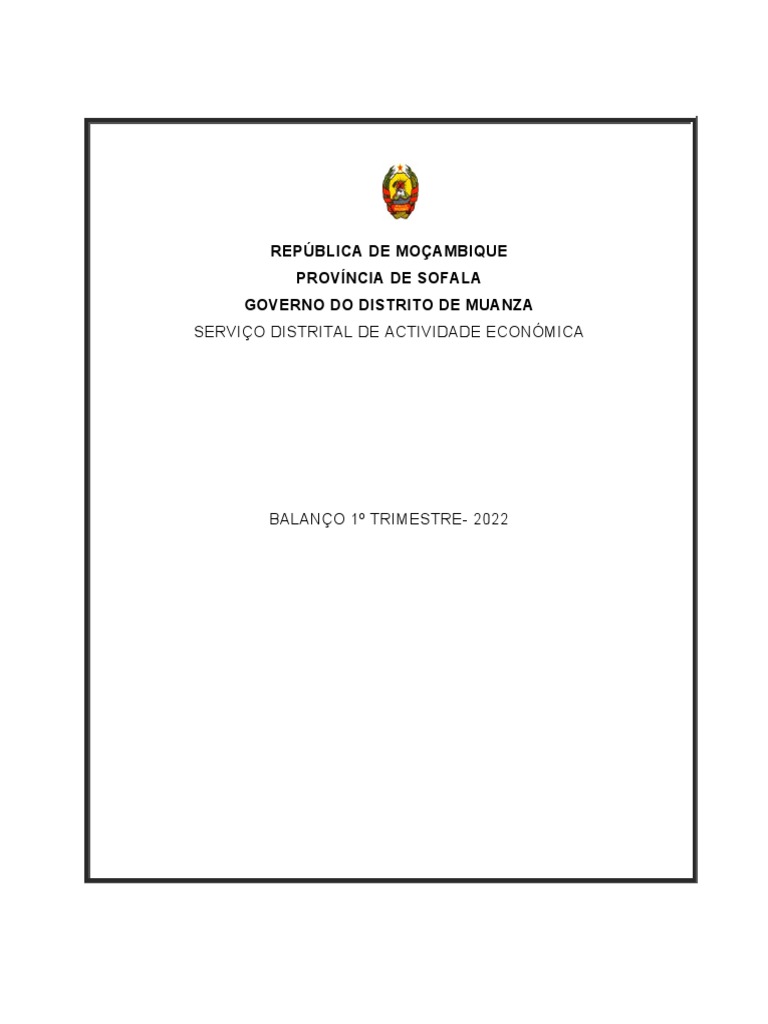 Balanco Do 01 Trimestre 2022 Sdae - Muanza. I.C | PDF | Economias