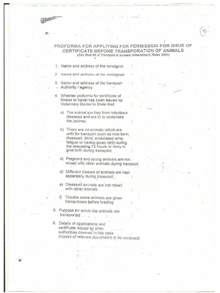 Indian Railways Pet Travel Form | PDF