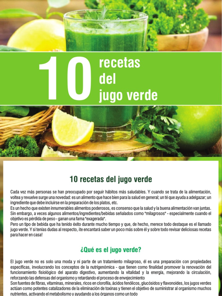 10 Recetas Del Jugo Verde | PDF | Alimentos | Té