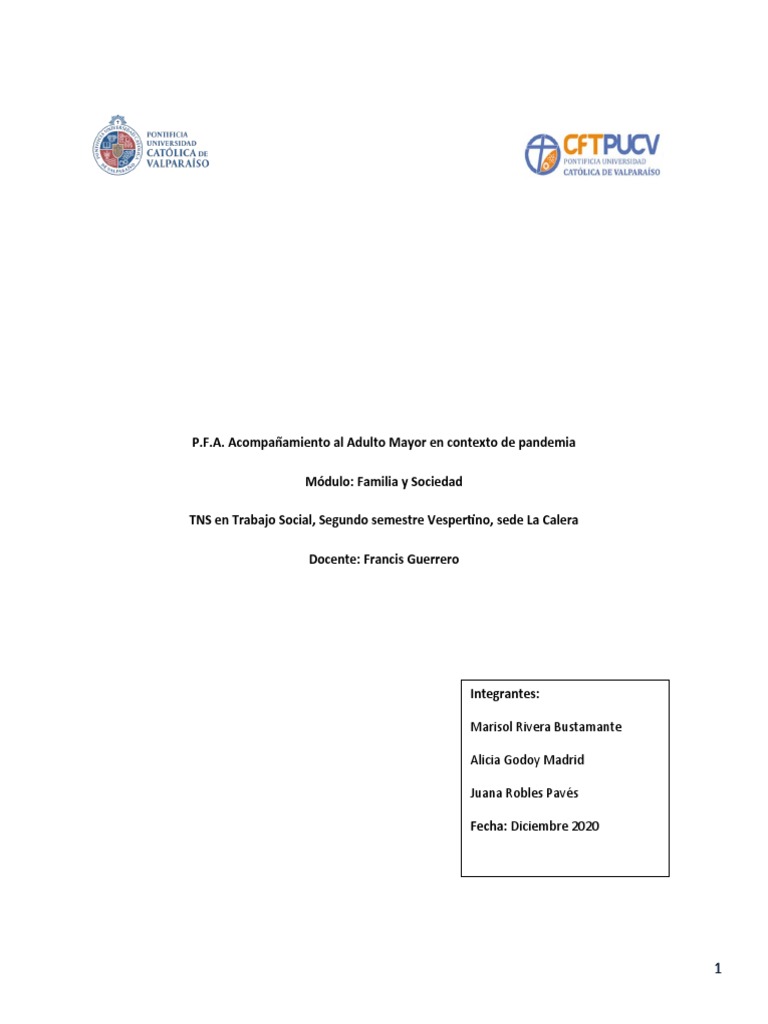 Pfa Marisol Rivera, Juana Robles, Alicia Godoy | PDF | Vejez | Adultos