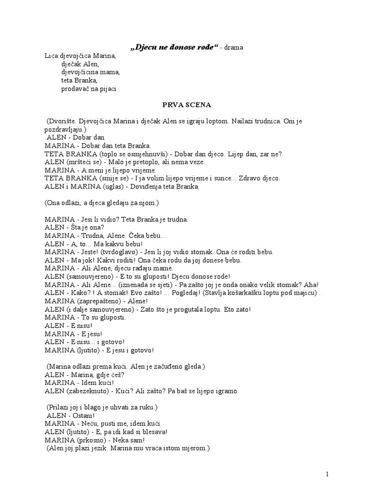 Djecu Ne Donose Rode - Drama | PDF