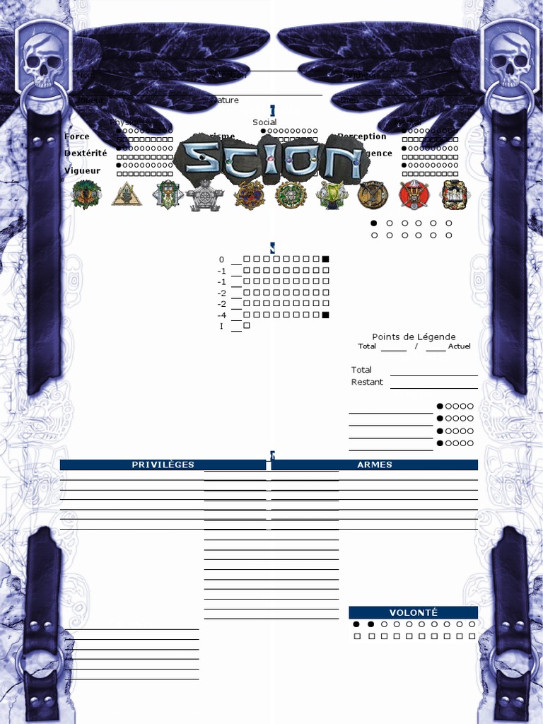 Création de Personnages JDR Scion | PDF | Dé | Intelligence