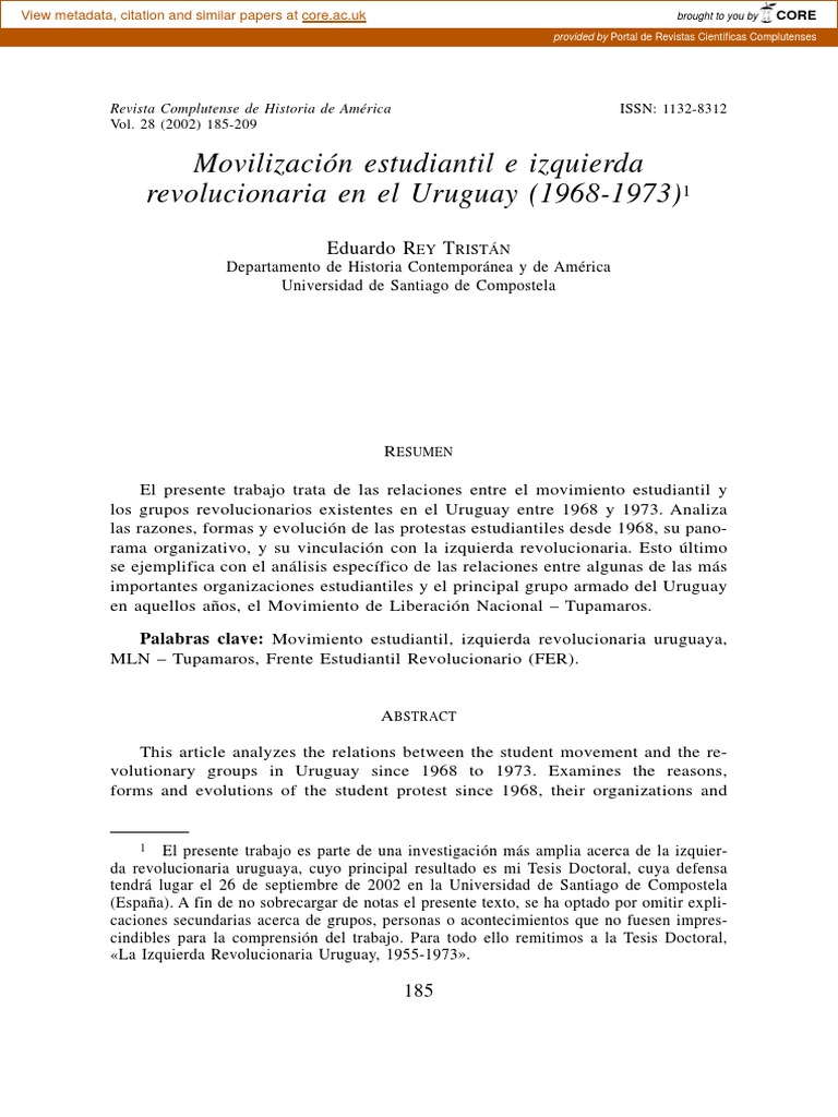 Movilización estudiantil y Tupamaros en Uruguay | PDF | Política del ...