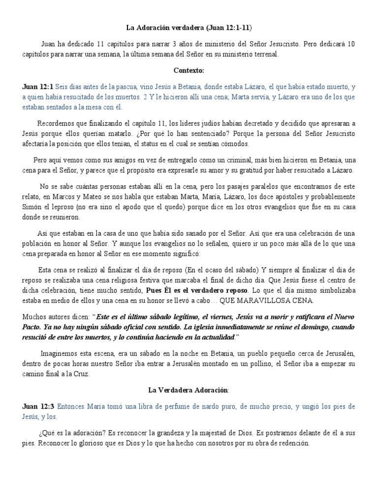 Serm n JUAN 12 1 12 PDF Mar a Madre De Jes s Jes s