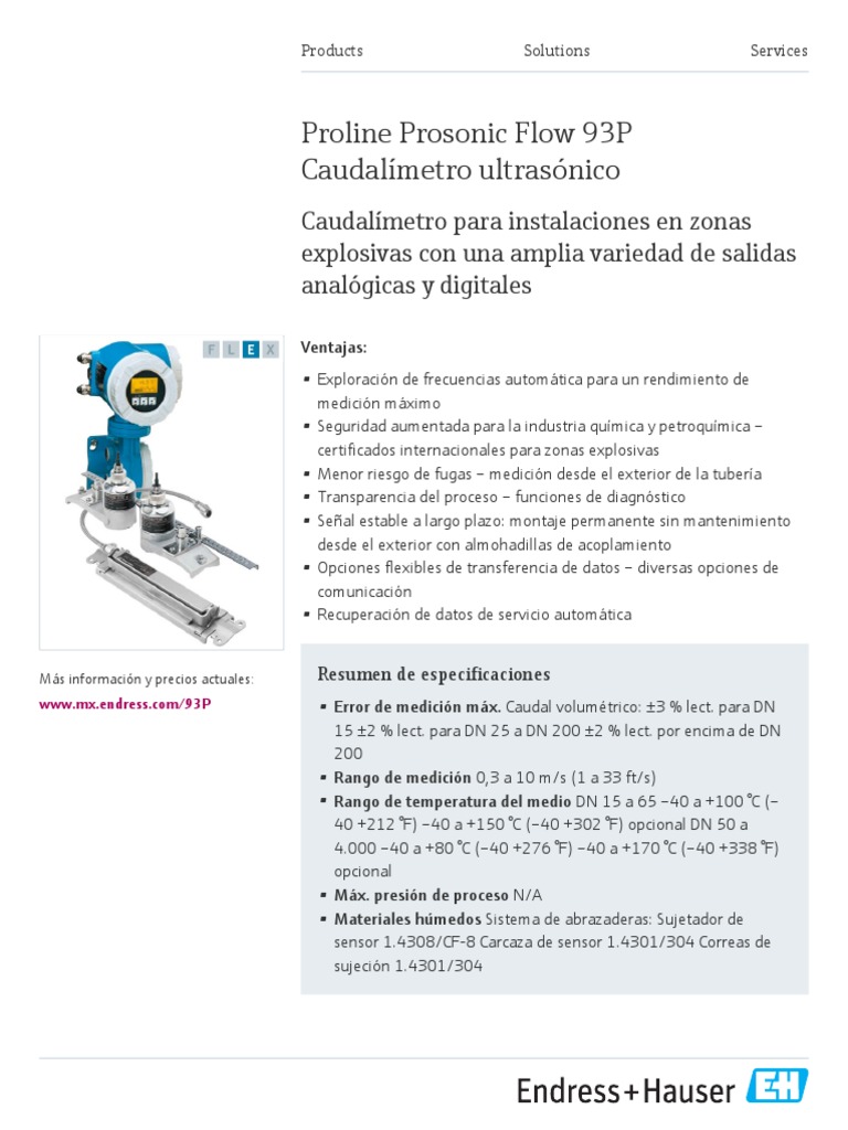 Endress-Hauser Prosonic Flow Clamp On 93P ES | PDF | Medición de flujo ...
