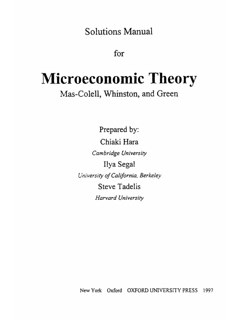 Solutions For Mas Colell | PDF