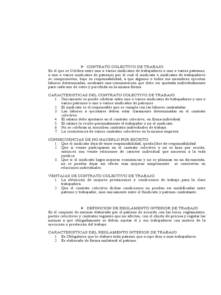 Resumen de Contrato Colectivo de Trabajo | PDF | Acuerdo colectivo | Salario