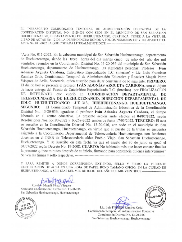 Acta de Entrega de Puesto | PDF Acta de Entrega de Puesto | PDF