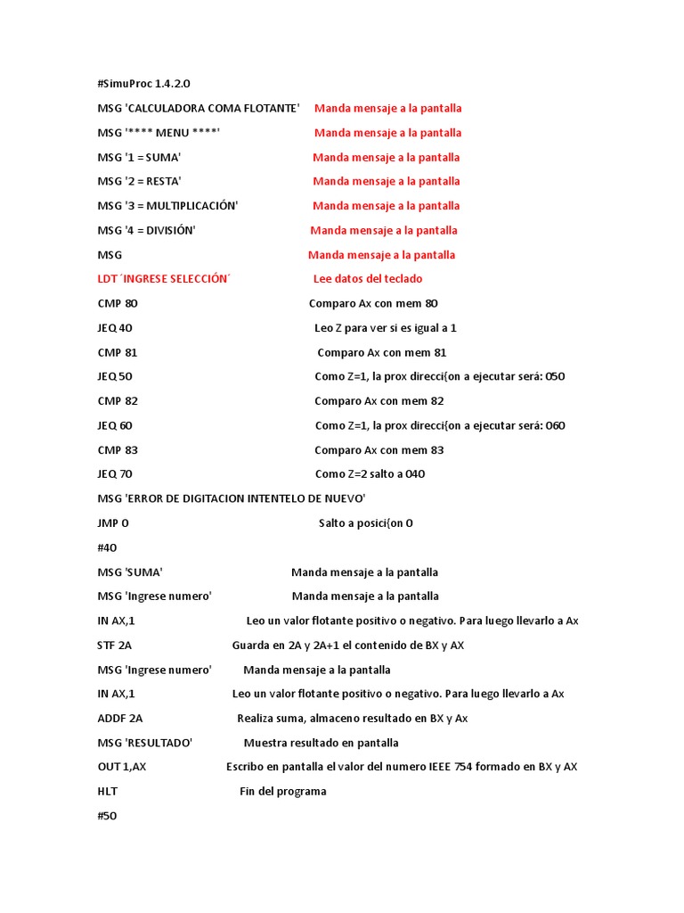 Programa Calculadora Flotante | PDF | Teoría de la computación | Edad de información