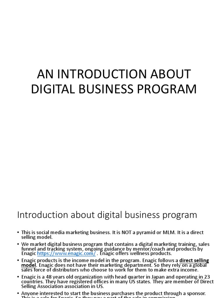 Digital Business Program Introduction | PDF | Multi Level Marketing ...