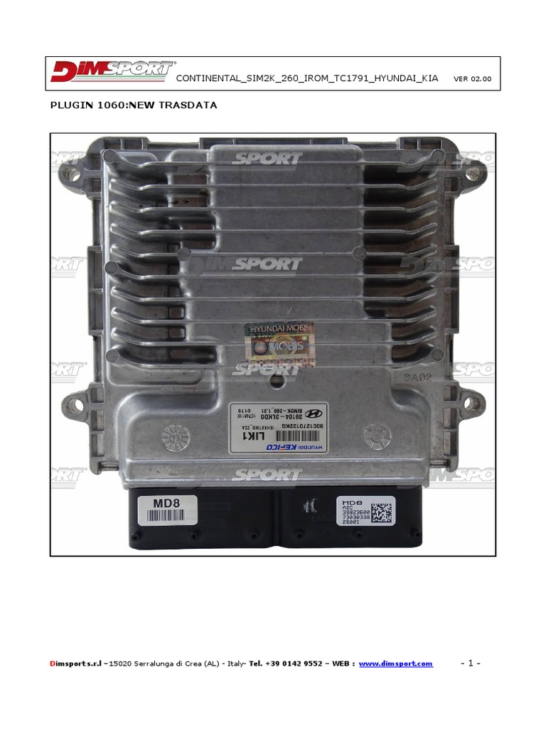 NT Continental Sim2k 260 Irom TC1791 Hyundai Kia 1033 | PDF