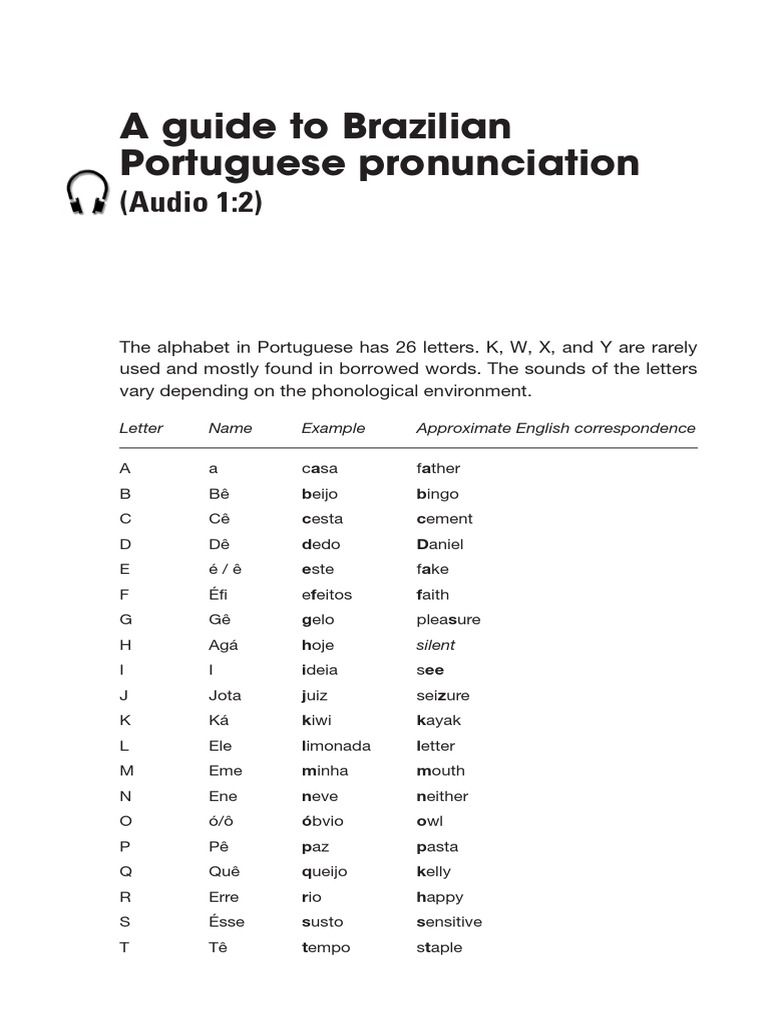 Brazilian Portuguese Pronunciation Guide | PDF | Vowel | English Language
