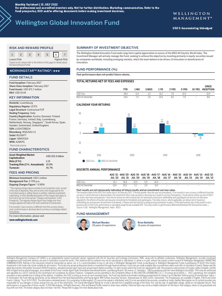 Wellington Global Innovation Fund Factsheet July 2022 | PDF ...