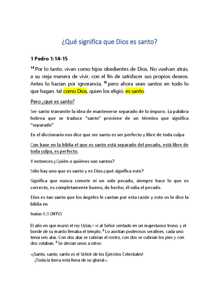 Qué Significa Que Dios Es Santo | PDF | Pecado | Oración