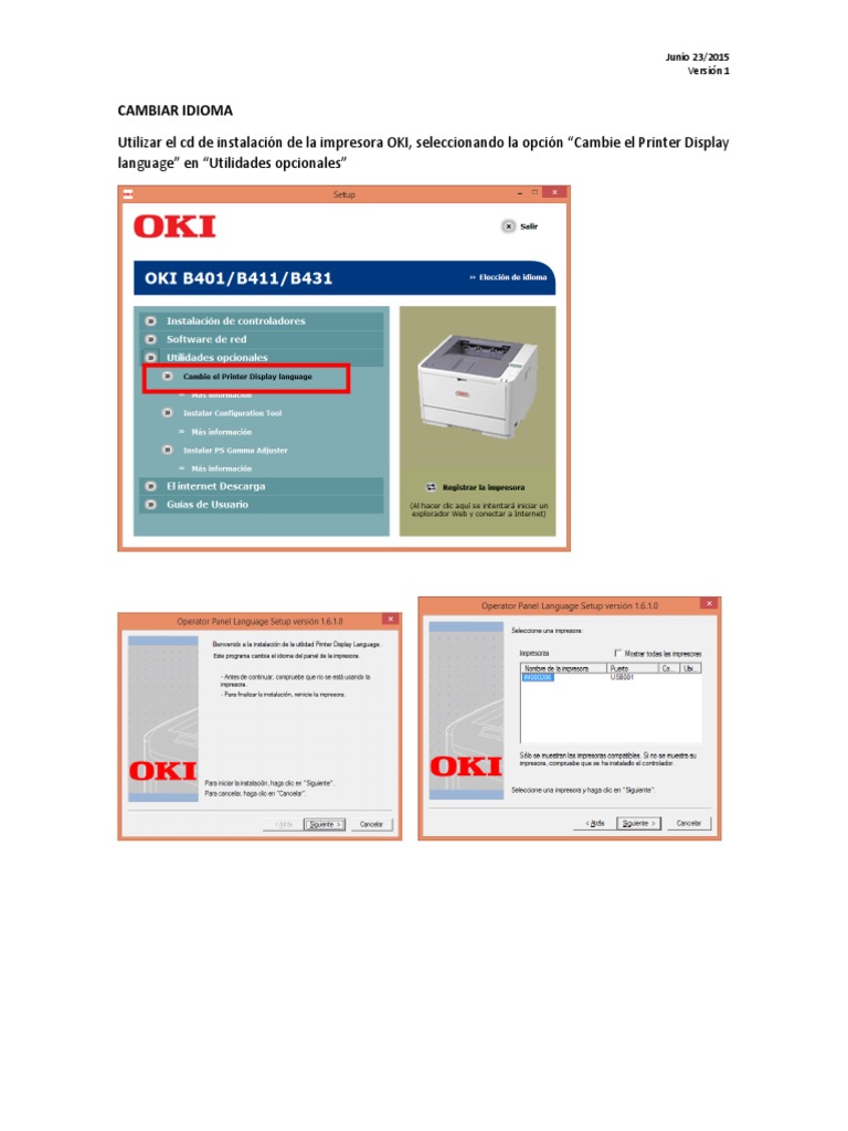 Cambiar Idioma Impresora Okidata | PDF