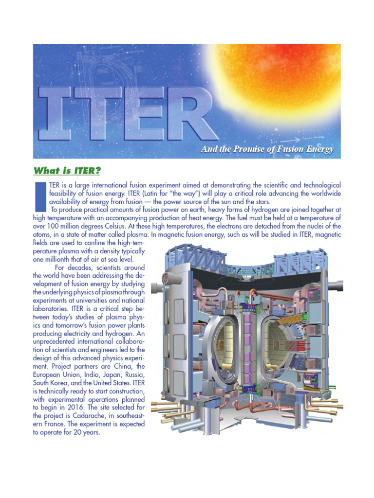 The Promise of Fusion Energy: An Overview of the ITER Experiment and ...