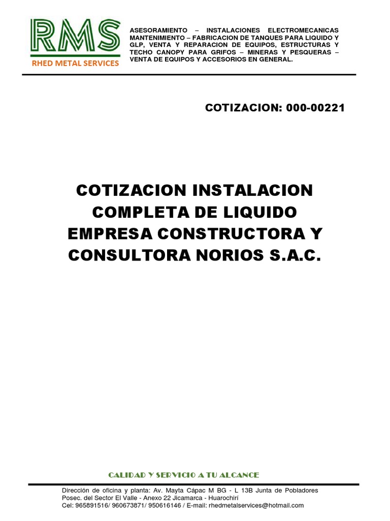 Cotizacion Liquido Completo Norios | PDF | Bomba