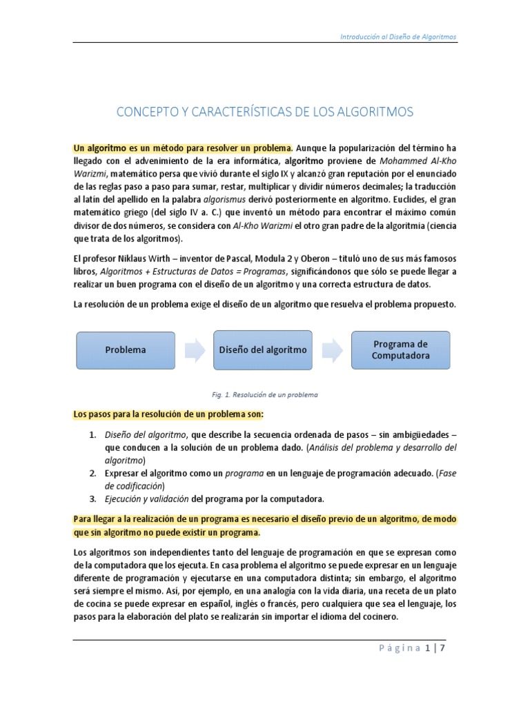 1 7 Concepto Y Características De Los Algoritmos Pdf Algoritmos Programación De Computadoras