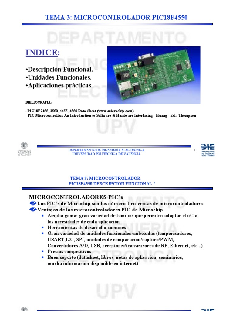 Microcontrolador PIC18F4550: Descripción y Funciones | PDF ...