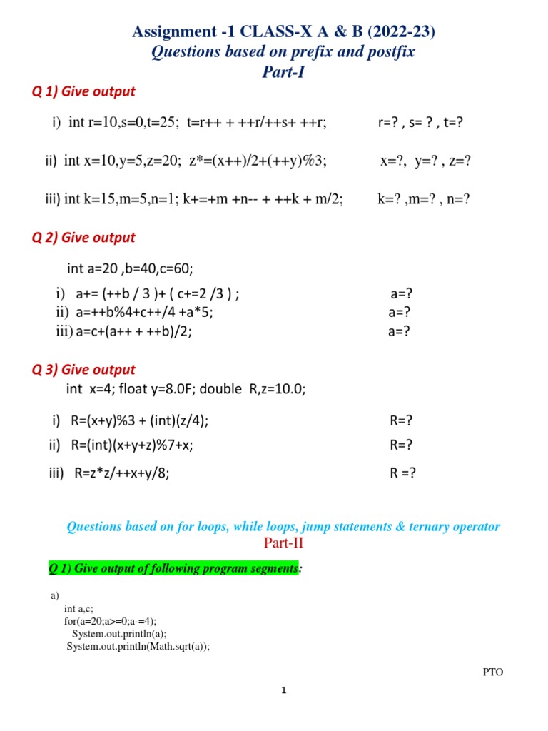 Assignment1 Class X, 2022 23 | PDF | Programming Paradigms | Computer ...