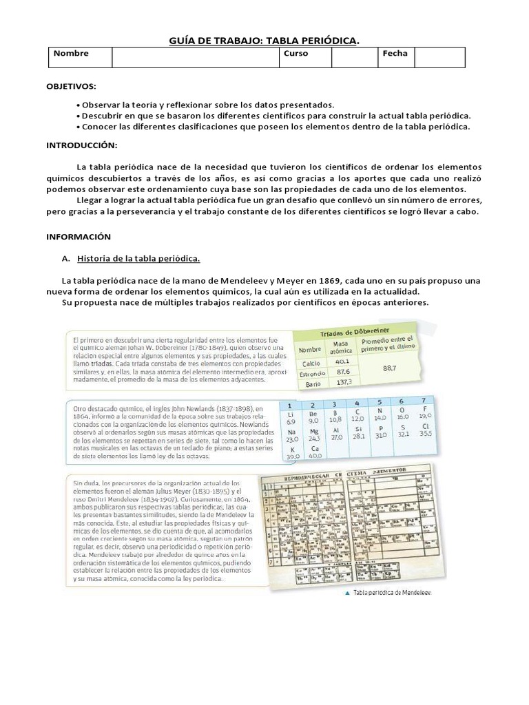 Guía de la Tabla Periódica: Historia y Clasificación | PDF | Tabla ...