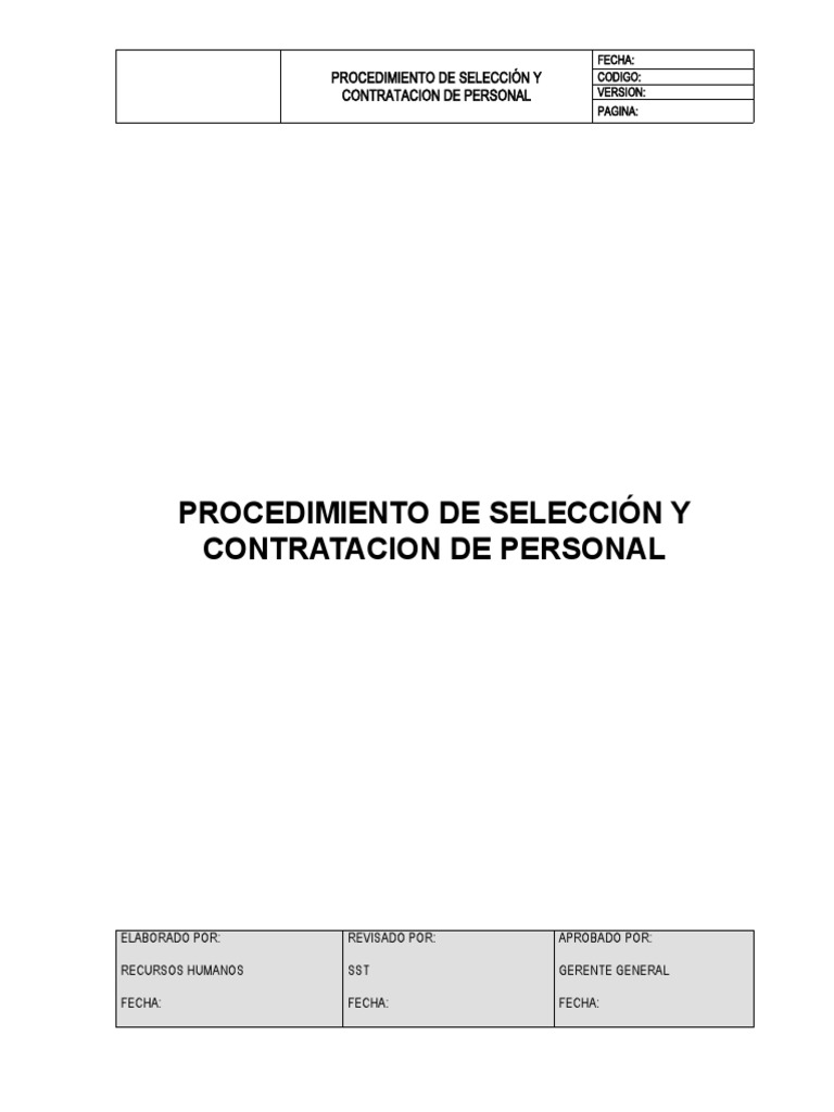 Procedimiento Seleccion y Contratacion de Personal | PDF | Gestión de recursos humanos ...