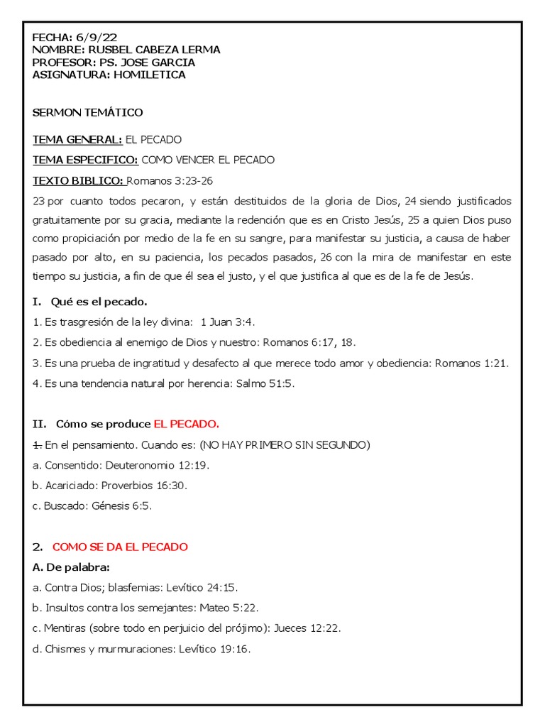 Sermon Temático | PDF | Pecado | Jesús