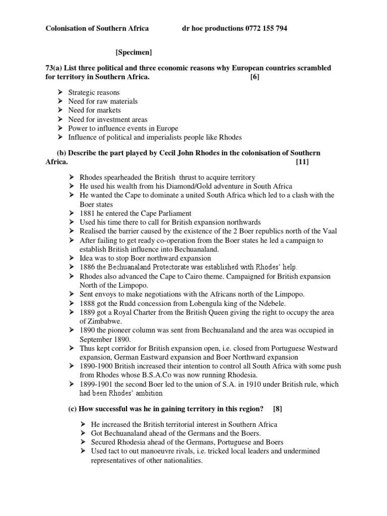 10 Colonisation Of Southern Africa Edited Pdf South Africa