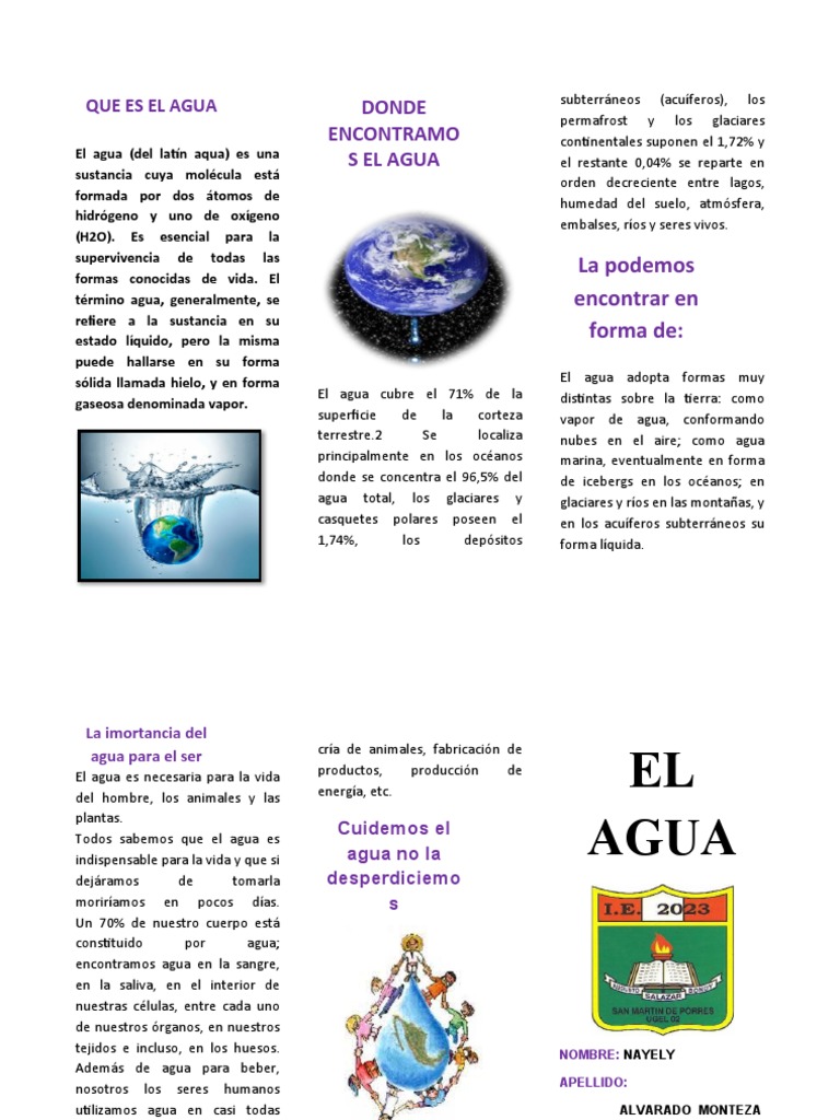 Triptico Del Agua | Descargar gratis PDF | Agua | Ciencia medioambiental Triptico Del Agua | Descargar gratis PDF | Agua | Ciencia medioambiental