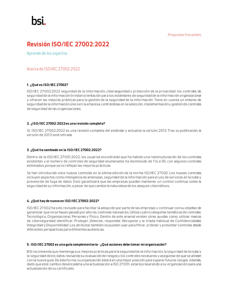 Faqs-Iso Iec-27002 2022 | PDF | La seguridad informática | Seguridad