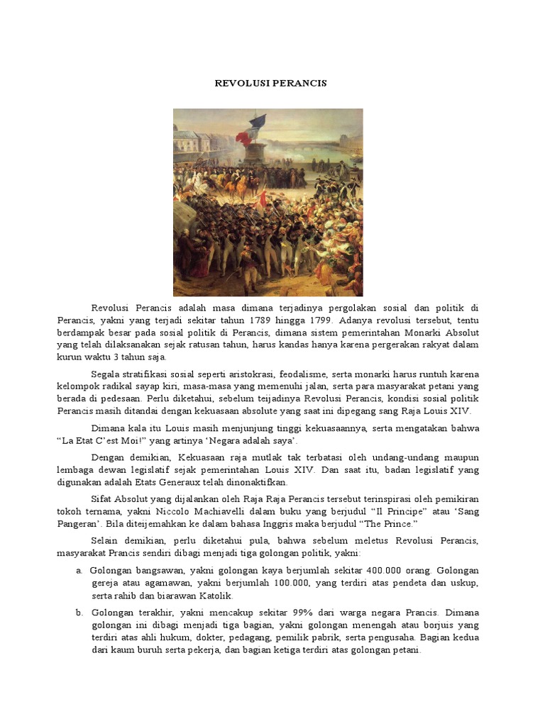 Revolusi Perancis Adalah Masa Dimana Terjadinya Pergolakan Sosial Dan Politik Di Perancis | PDF
