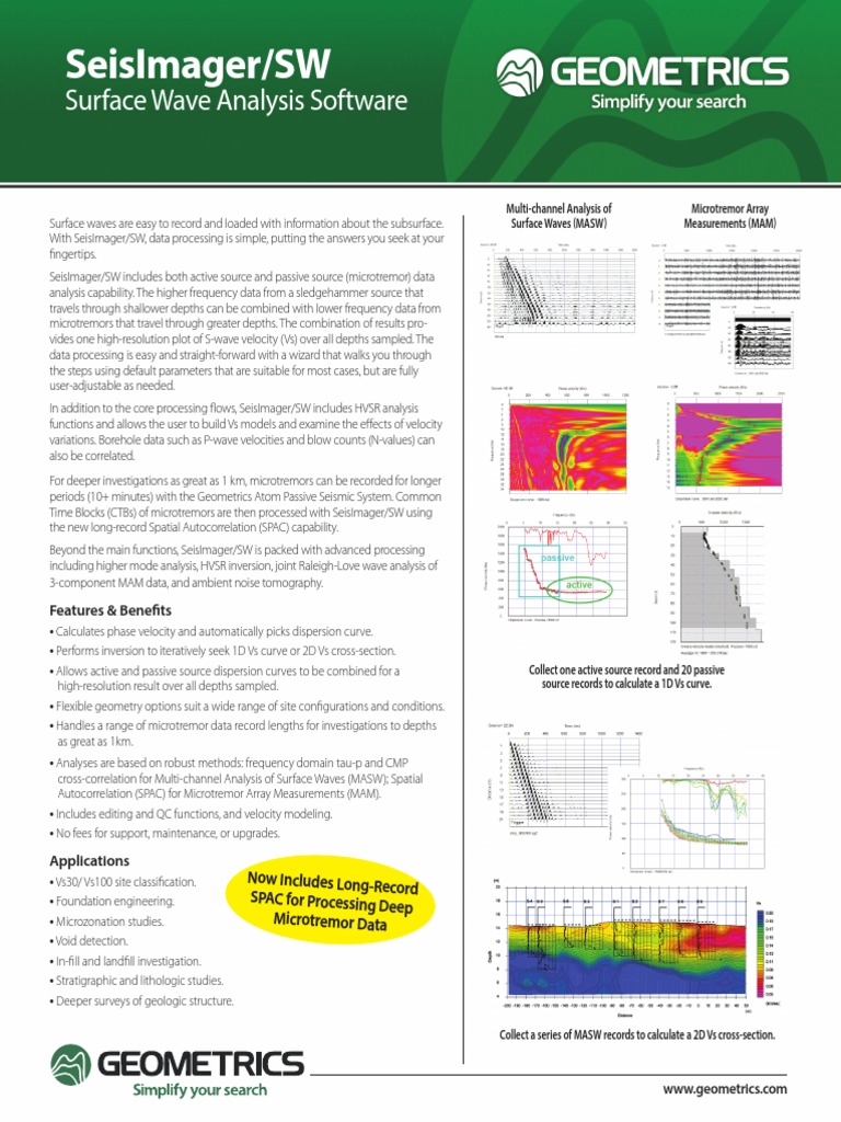 SeisImager SW Spec Sheet 012221 | PDF | Spatial Analysis | Seismology