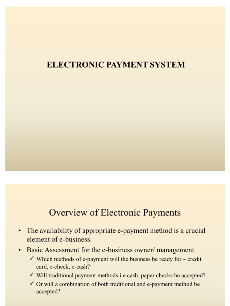 Electronic Payment Systems | PDF