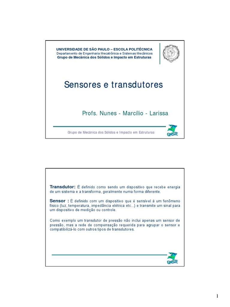 Aula 1 - Sensores Transdutores | PDF | Termopar | Indutor
