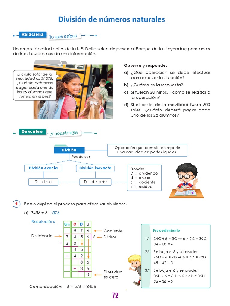 Proceso de División de Números Naturales | PDF | División (Matemáticas ...