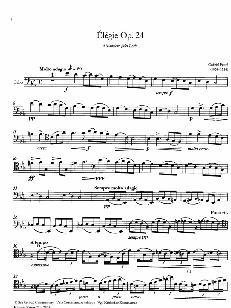 Elegie Faure Cello Part