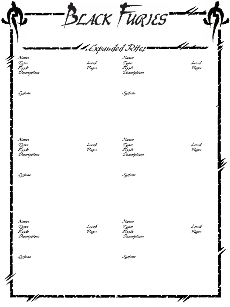 WOD - Werewolf - The Apocalypse - Character Sheet - Black Furies ...