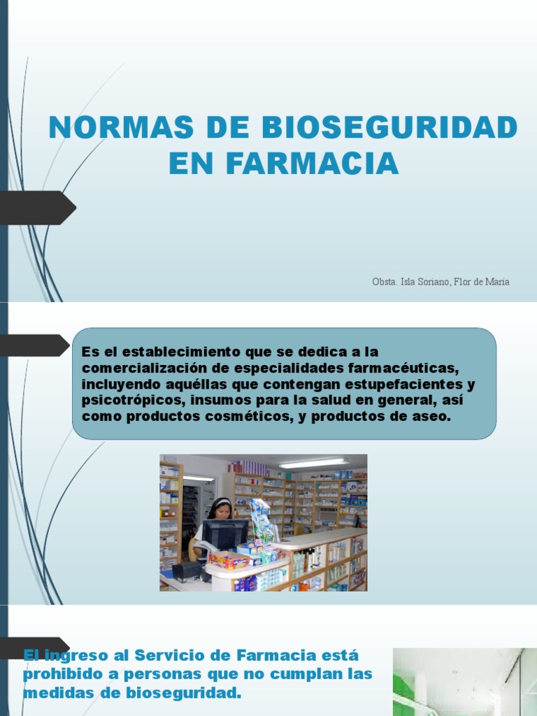Normas de Bioseguridad en Farmacia | PDF | Farmacia | Medicamentos con ...