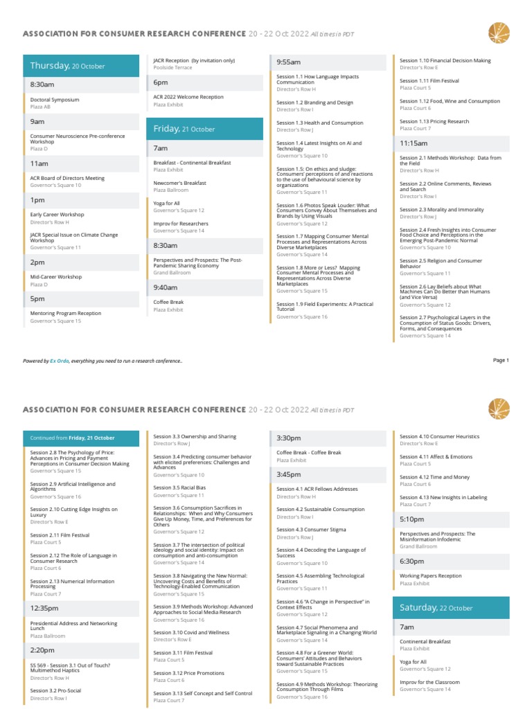 ACR 2022 Preliminary Program | Download Free PDF | Consumerism | Behavior