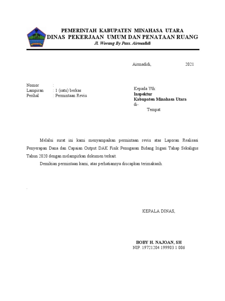 Surat Permohonan Reviu Apip | PDF