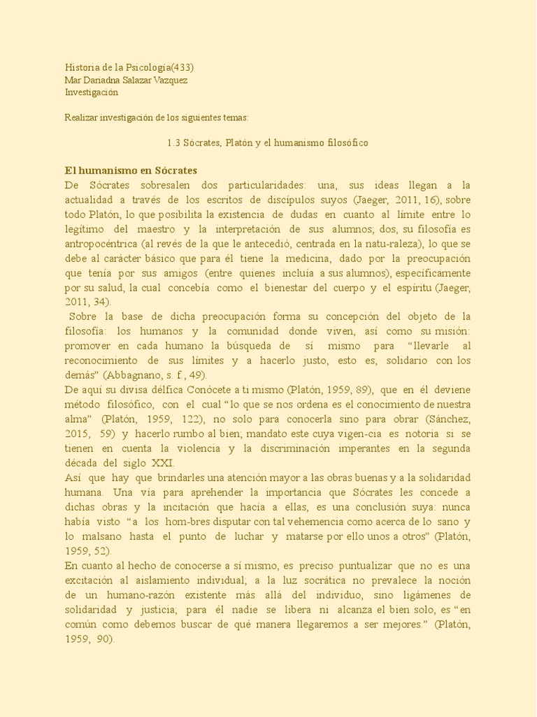 1.3 Sócrates, Platón y El Humanismo Filosófico | PDF | Platón | Sócrates