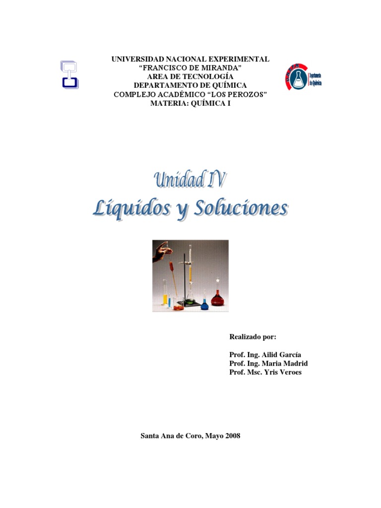 Guia Unidad Iv. Liquidos y Soluciones | PDF | Concentración | Solubilidad