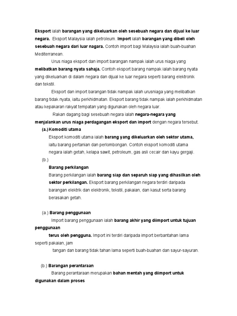 Komposisi Eksport Dan Import | PDF