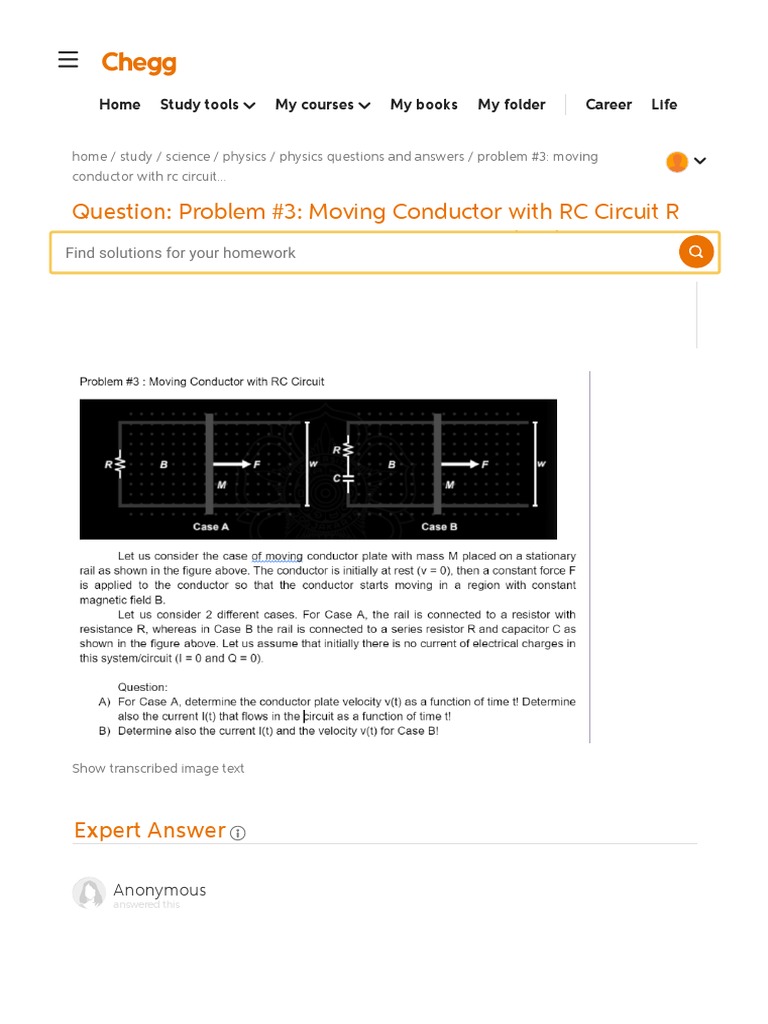 Problem 3 Moving Conductor With Rc Circuit R R B Pdf