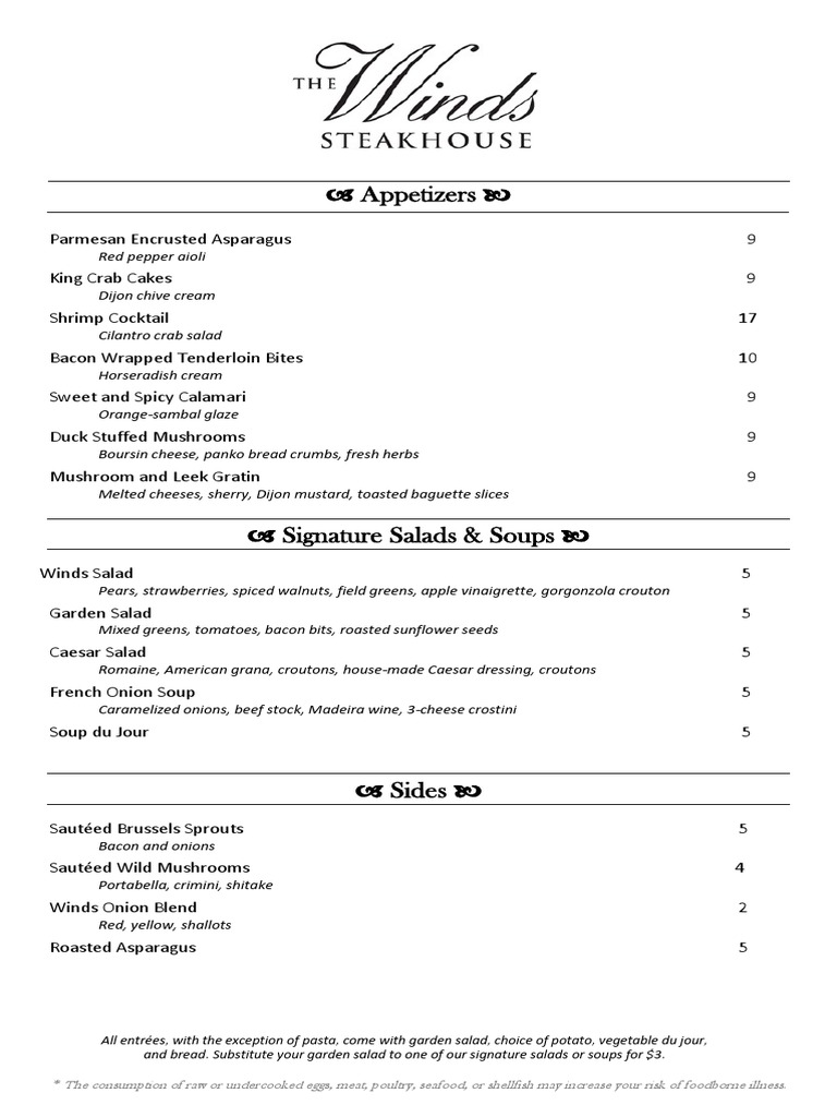 Gourmet Menu: Appetizers, Salads, Steaks & Seafood | PDF | Salad | Sauce