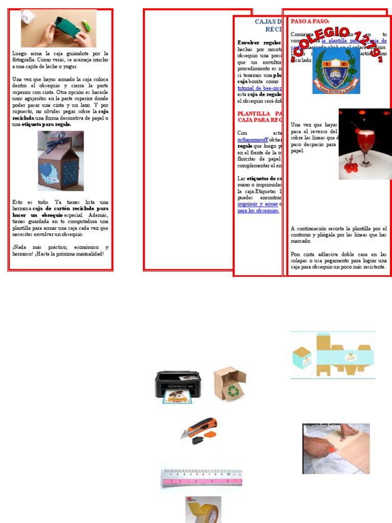 Triptico de La Caja de Carton Reciclado | PDF | Papel | Cartón