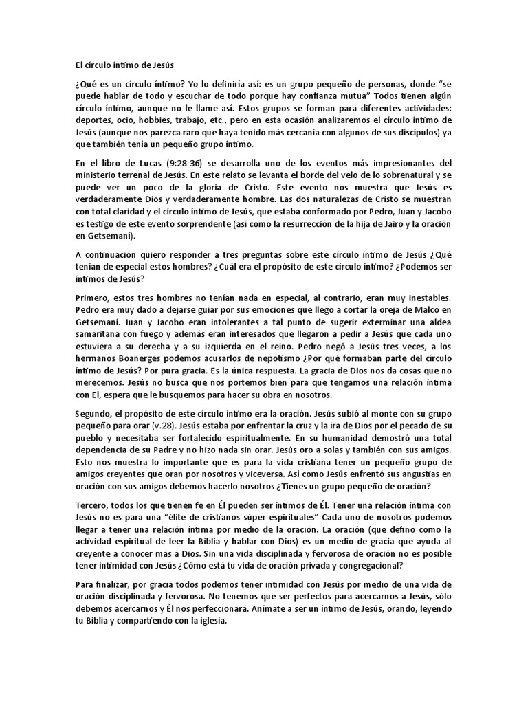 El Círculo Íntimo de Jesús | PDF | Oración | Jesús